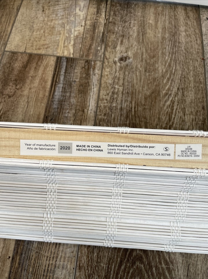 Lewis Hyman Painted Wooden Roll Up Blind 30.5" W x 72" L Rustic White ...