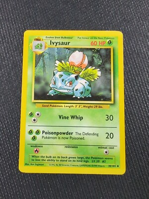 Pokémon TCG Ivysaur Base Set 30/102 Unlimited Uncommon - Ken Sugimori ...