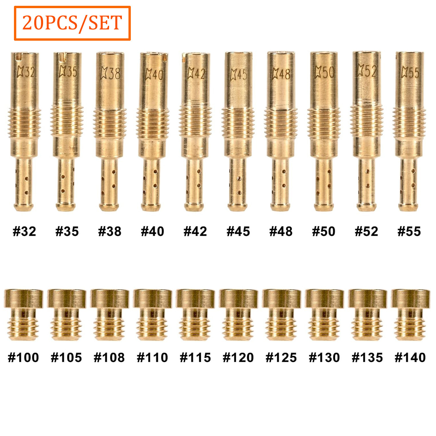 20 PCS Carburetor Main jet kit & Main Slow/Pilot Jet Set For Mikuni PWK ...