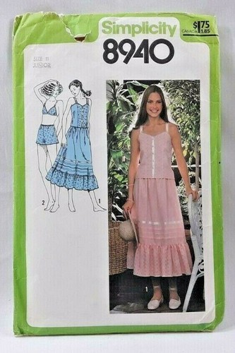 1979 Simplicity Sewing Pattern 8940 Junior Girls Lingerie Bra Camisole ...