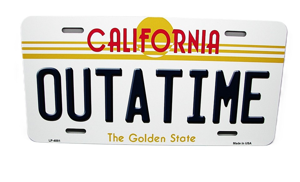 OUTATIME CALIFORNIA BACK TO THE FUTURE Metal Novelty Car License Plate ...