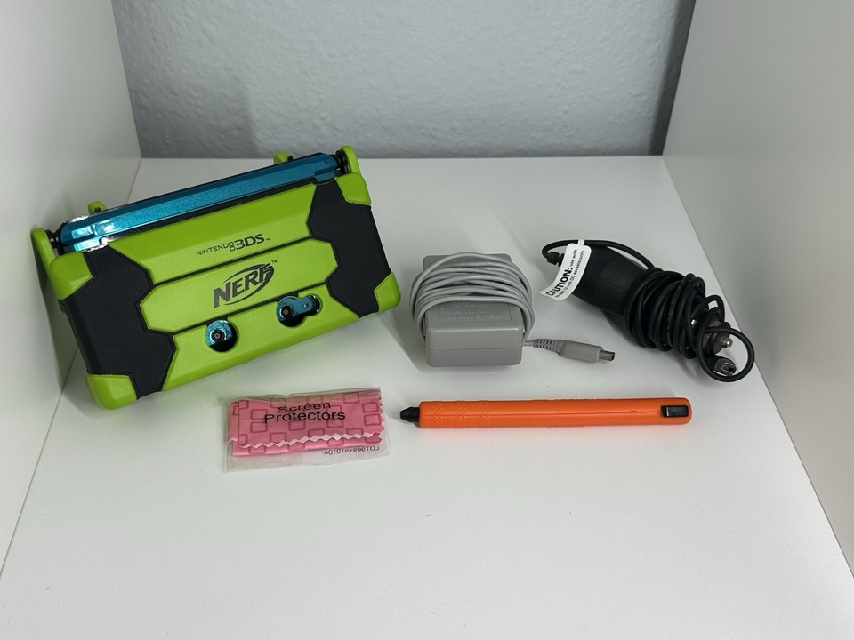 Nintendo 3DS Handheld System - Aqua Blue, Nerf Case, Charger | eBay
