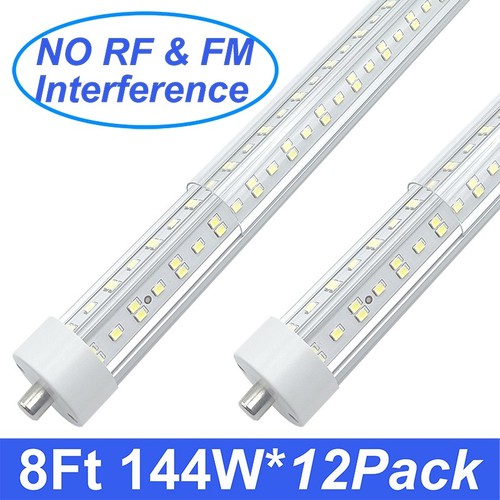 12Pc 8FT T8 LED Shop Light Bulbs FA8 Single Pin 8 Foot LED Tube Light ...