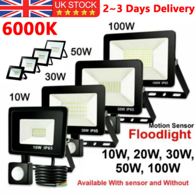 LED Floodlight PIR Sensor Motion 20/30/50/100W Security Flood Light ...