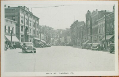 Canton, PA 1938 Postcard: Main Street / Downtown / Cars - Pennsylvania ...