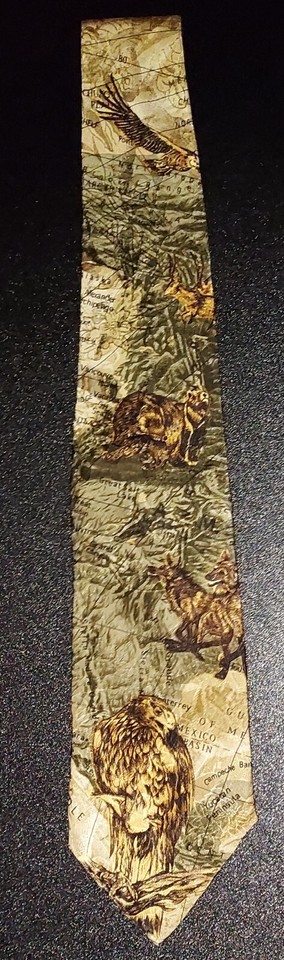 NECKTIES 4 OUTDOOR ANIMAL TIES (3 SILK) Wolf Deer Frog Eagle VERY GOOD ...
