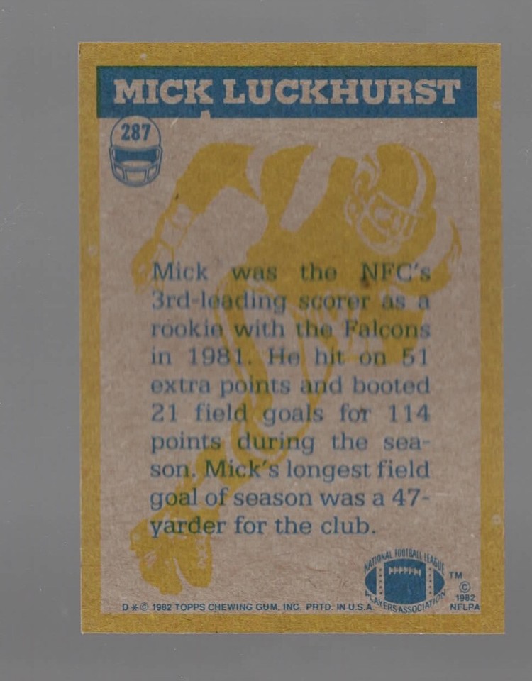 1982 Topps #287 Mick Luckhurst NM/Mint | eBay