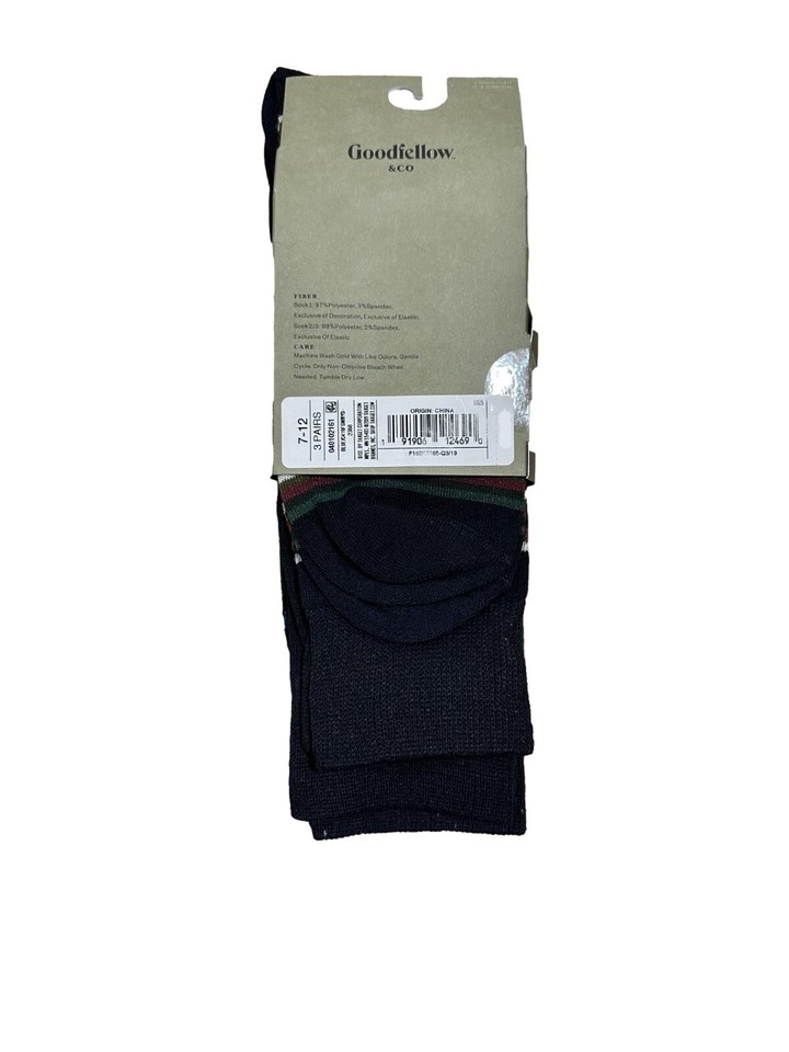 Men's Striped 3pk Holiday Crew Socks - Goodfellow & Co Blue 7-12 (NWT ...