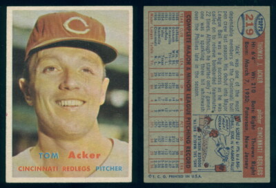 (68209) 1957 Topps 219 Tom Acker Reds-EM | eBay