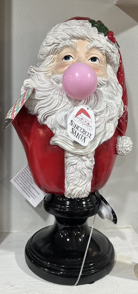 SINCERELY SANTA Light Up Santa Claus Bust Blowing Bubble Gum Tabletop ...