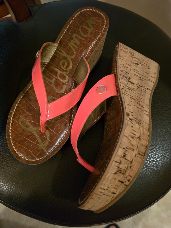 Sam Edelman Romy Size 7 Orange Wedge Platform Thong Sandal | eBay