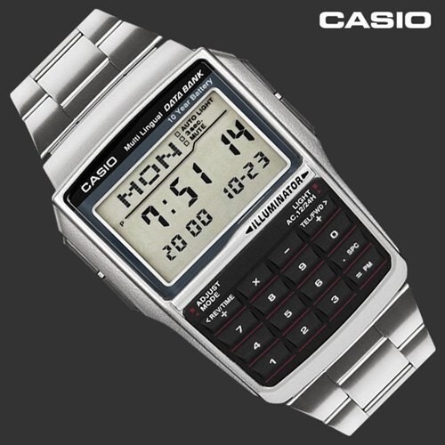 Casio DBC-32D-1A Data Bank Digital Calculator Watch Men Square Metal ...