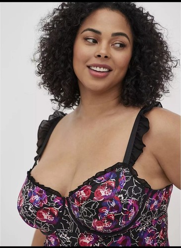 NWT Torrid Plus Size 3 3X 22/24 Satin Thong Sexy Floral Ruffle Bodysuit | eBay