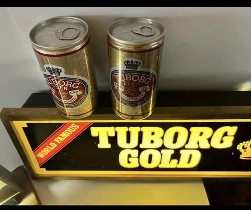 VTG Tuborg Beer Collection: Cash Register Clock, Lighted Sign, 2 Cans ...