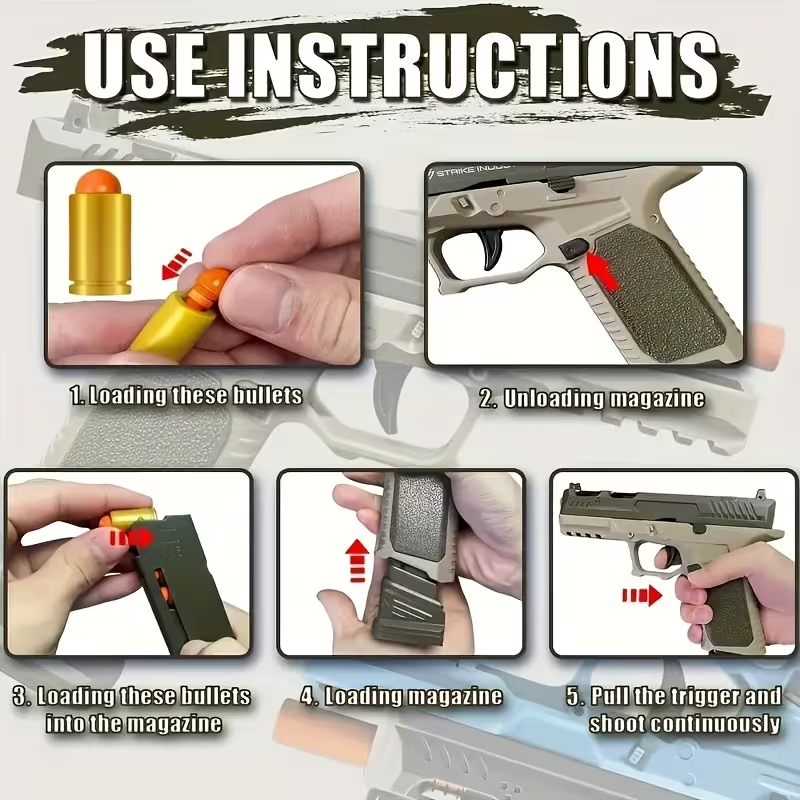 Soft bullet Toy Blasters Mini Gun Pistol with Foam Pellet Shell ...