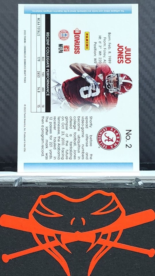 Julio Jones 2022 Donruss Draft Picks #2 - Alabama Crimson Tide | eBay