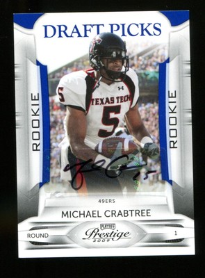 Michael Crabtree 2009 Playoff Prestige Draft Picks Auto 221/299 Mint ...