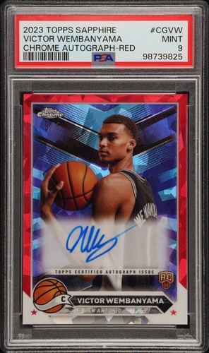VICTOR WEMBANYAMA Topps Chrome Sapphire Auto RED 5/5 WEMBY Autograph ...