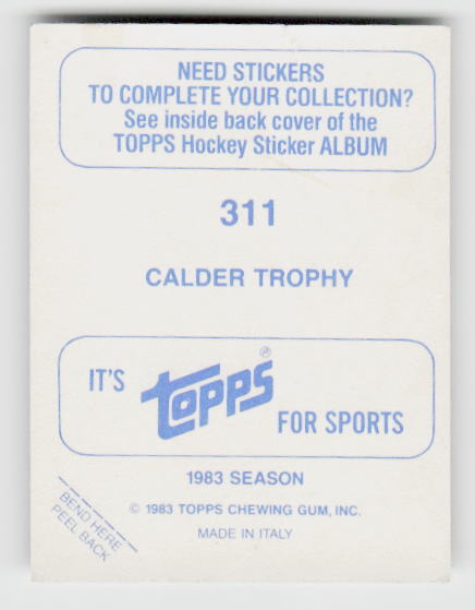 1983-84 Topps Stickers #311 Calder Trophy | eBay
