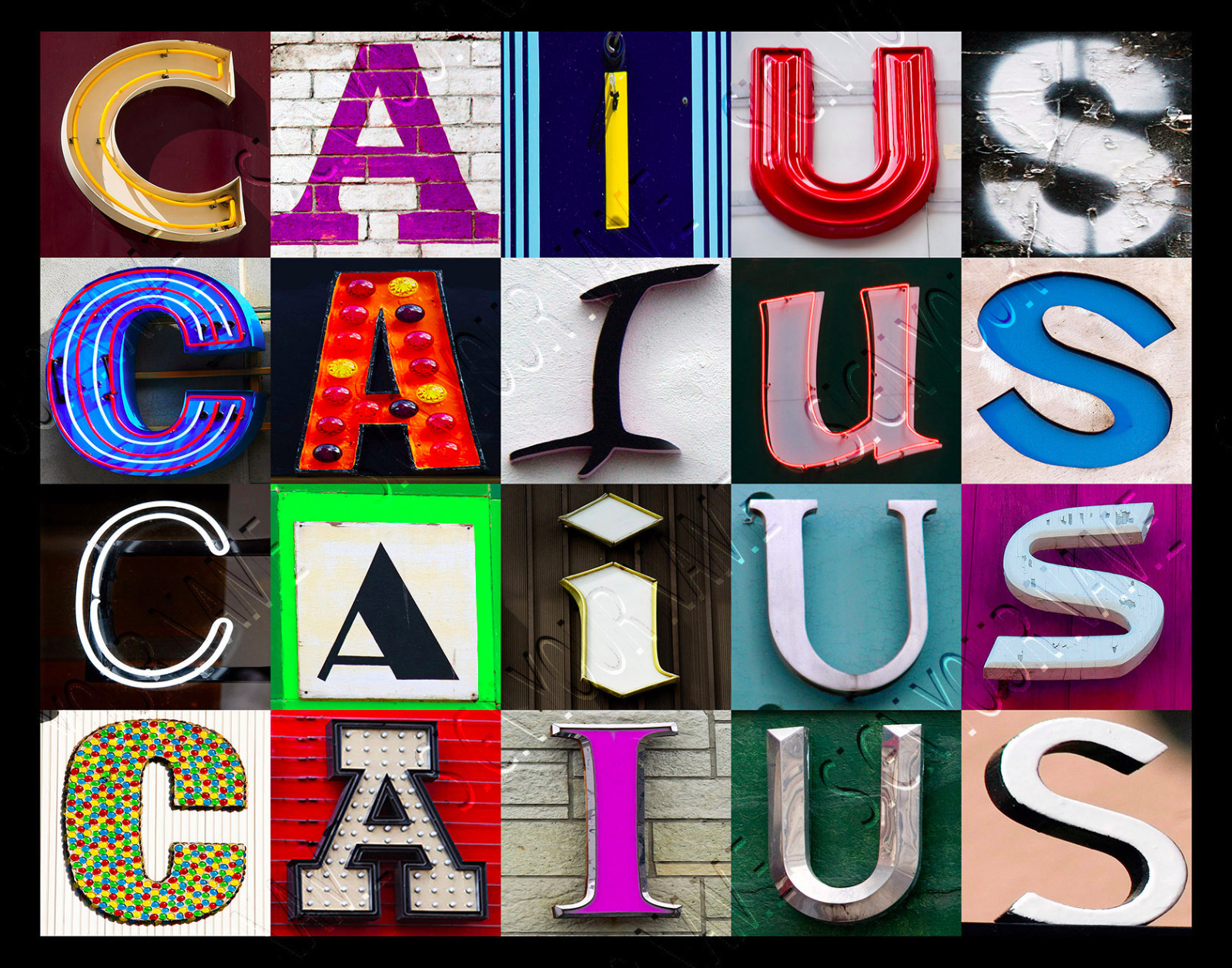 CAIUS Name Poster featuring photos of actual sign letters | eBay
