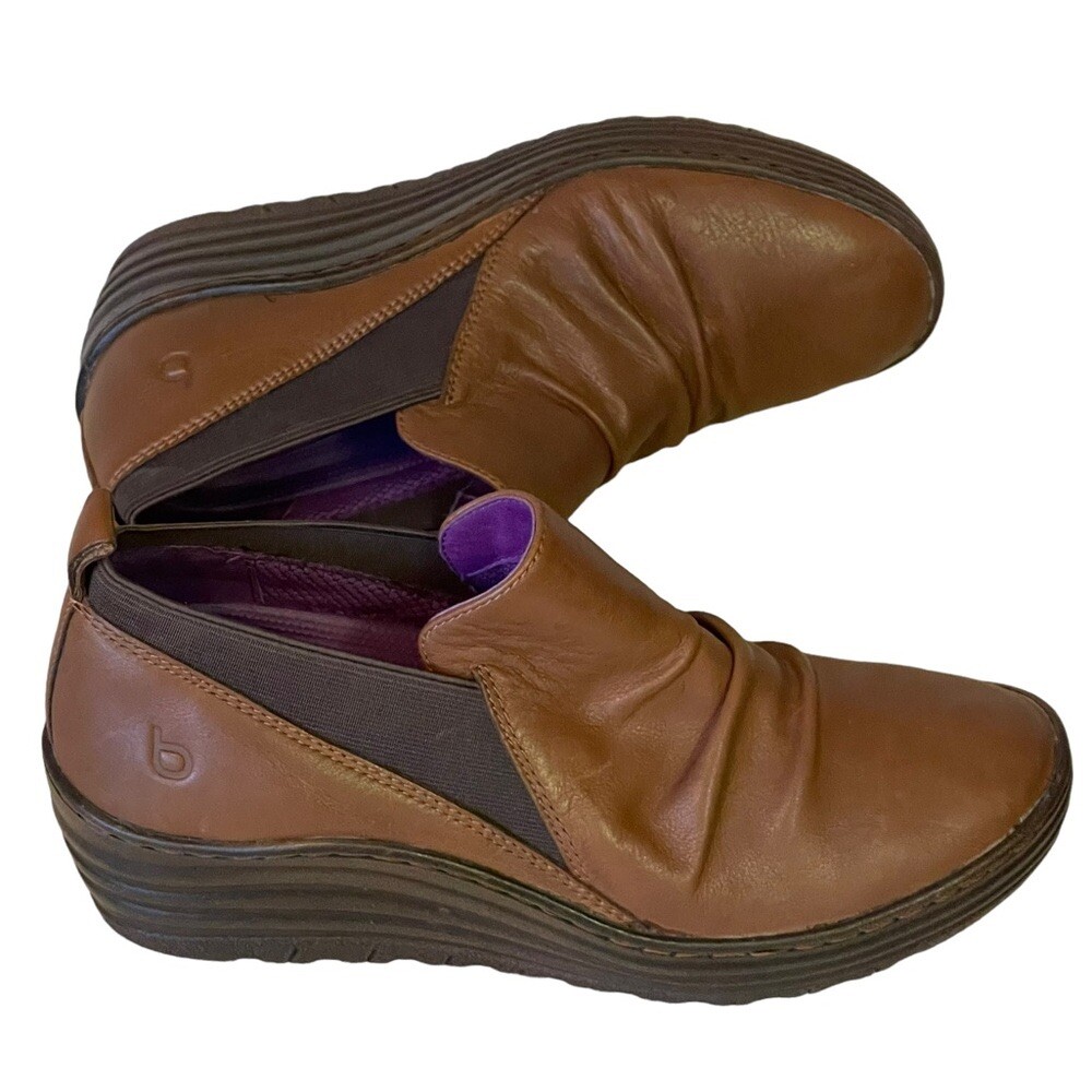 Bionica Grinnell brown leather wedge pull on shoes wo… - Gem