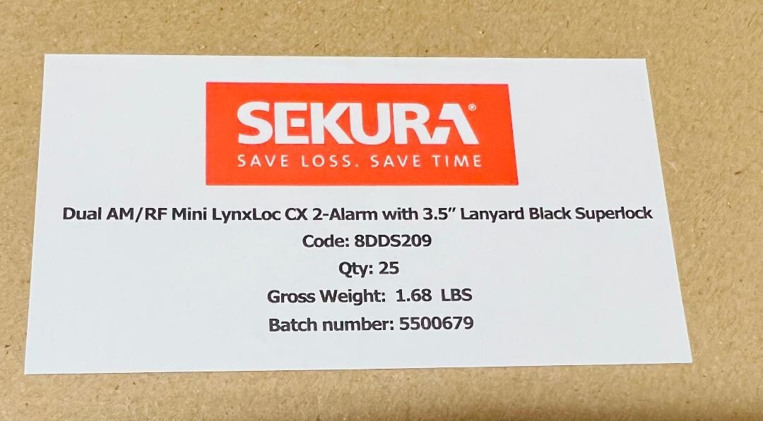 DUAL AM/RF MINI LYNXLOC CX 2-ALARM WITH 3.5" LANYARD BLACK SUPERLOCK ...