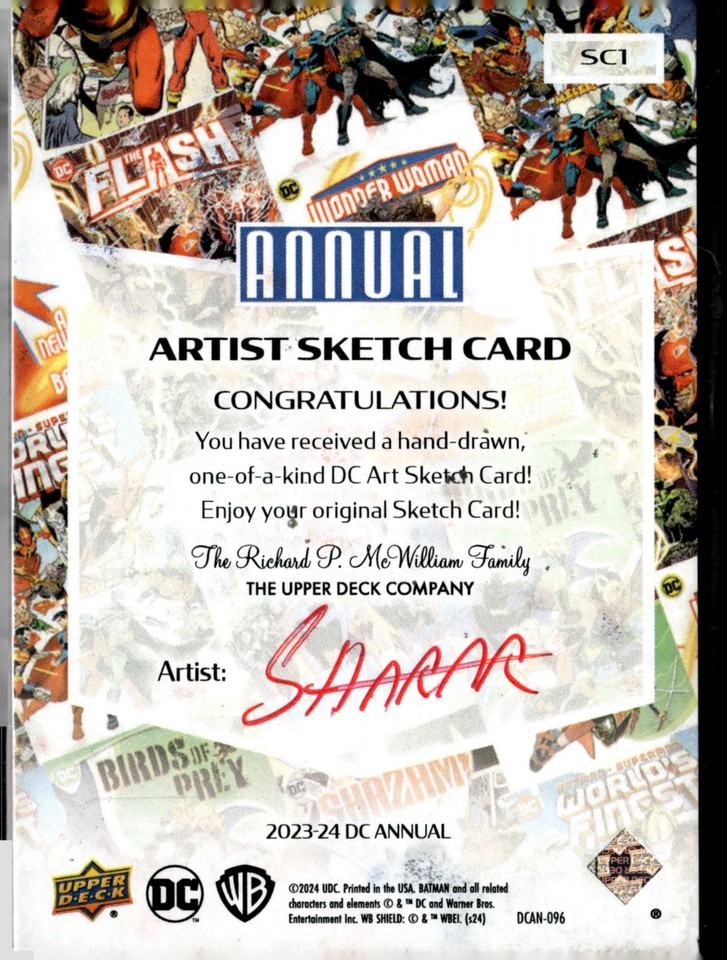 2023-24 UPPER DECK DC ANNUAL - LEX LUTHOR - SKETCH CARD - STEPHEN ...