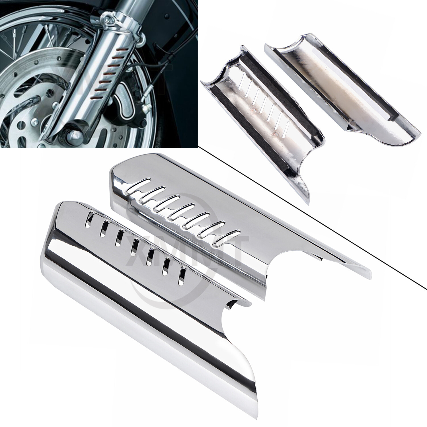 Chrome Lower Fork Leg Cover Deflector Shields for Harley Softail FLST ...