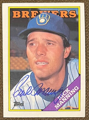 1988 Topps - #441 Rick Manning Auto Autograph Milwaukee Brewers Blue ...