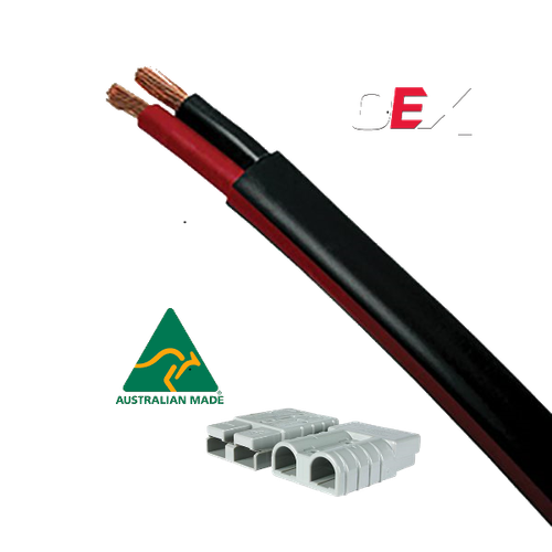 Automotive Twin Core Cable, Black/Red 6mm w/- TWO 50amp Heavy Duty ...