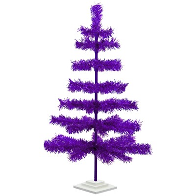 36'' Shiny Purple Christmas Feather Tinsel Tree Tabletop Holiday Tree ...