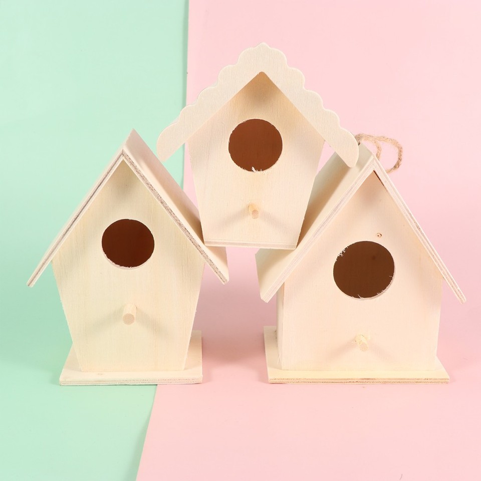 6 Pcs Mini Wood Bird House Living Room Desktop Decoration Kids' Craft ...