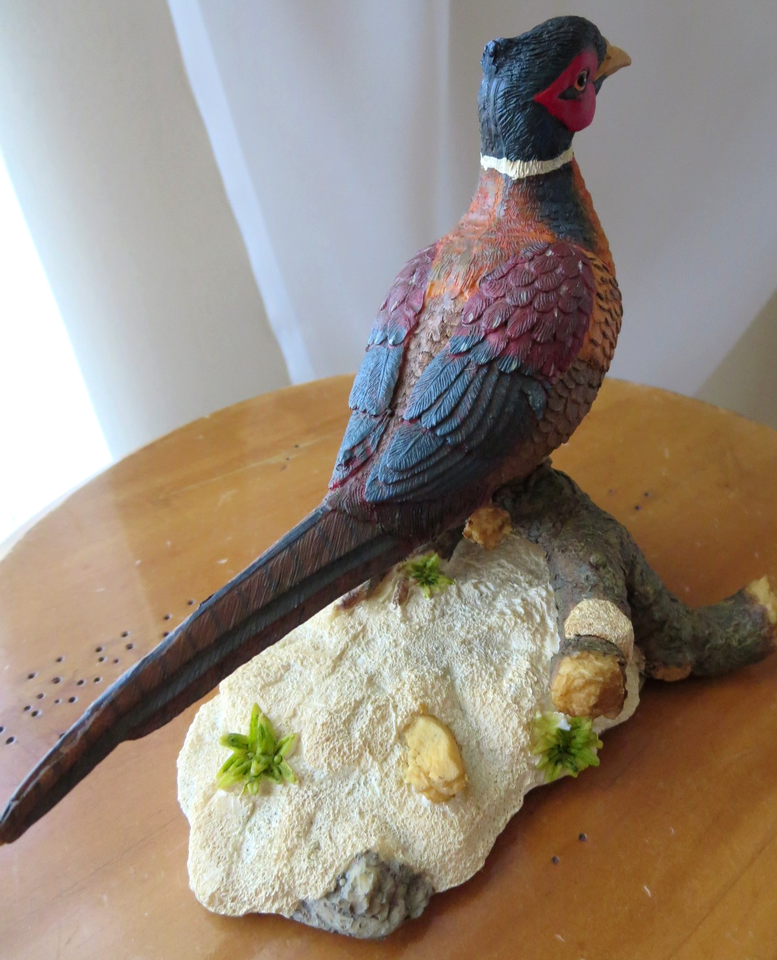 PHEASANT BIRD ON TREE BRANCH MULTICOLOR RESIN FIGURINE 6" X 4.5" | eBay