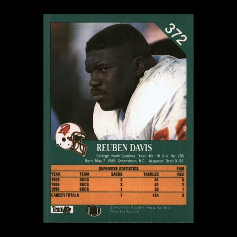 1991 Fleer Football #372 - Reuben Davis [Base] Tampa Bay Buccaneers NM ...