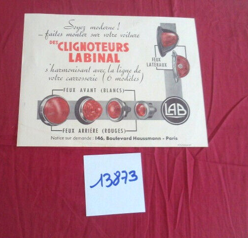 N° 13873 / prospectus ; les clignoteurs LABINAL 1954-58 ? | eBay