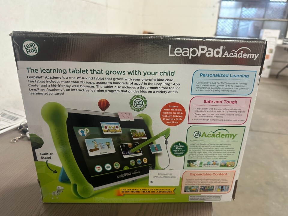 NEW. LeapFrog LeapPad Academy Kids’ Learning 7" Tablet, 16GB, Green ...