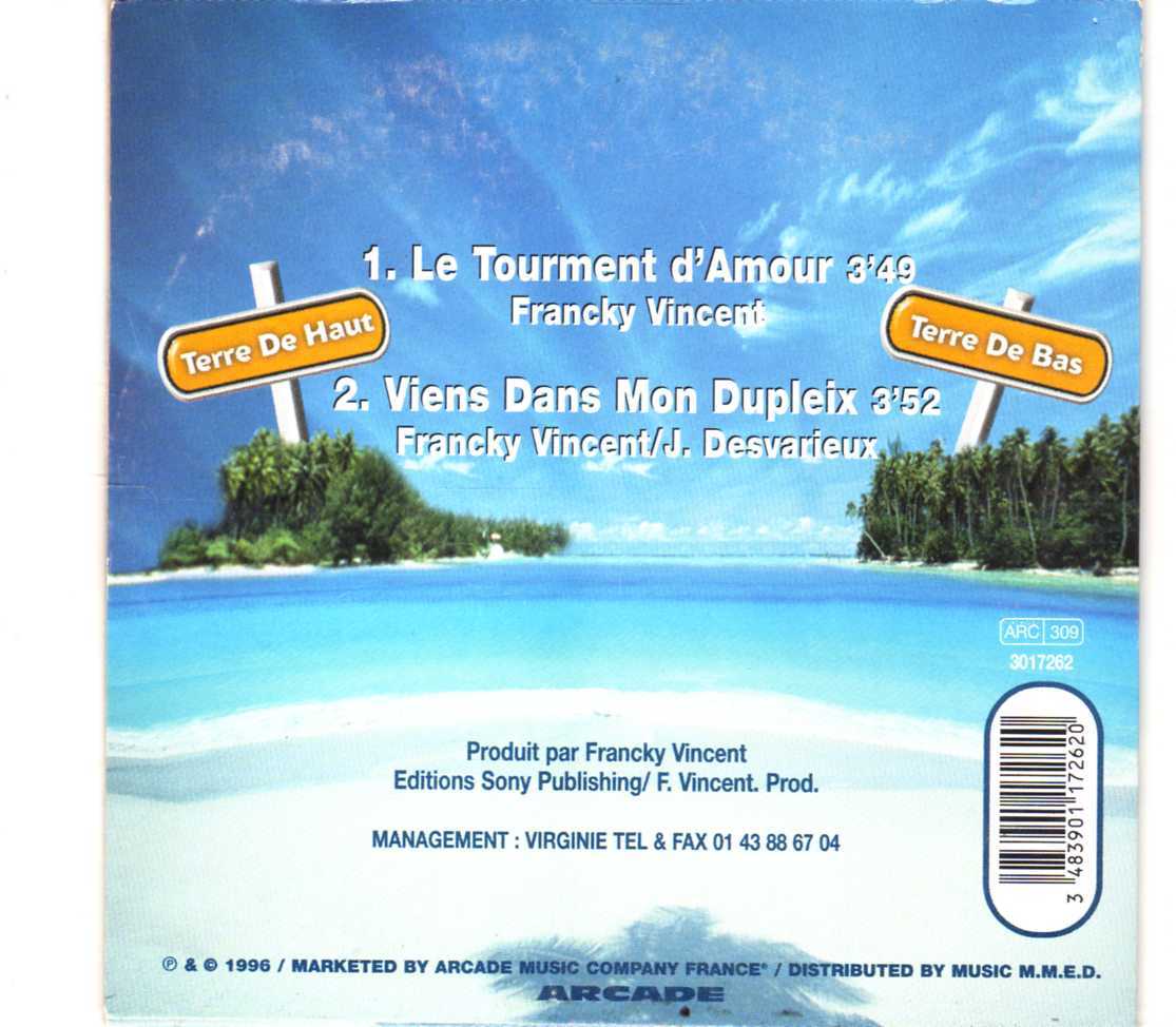 Francky Vincent - Le Tourment D'Amour - CDS - 1996 - Zouk 2TR ...