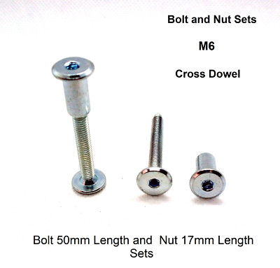 Bolt and Nut Sets Cross Dowel for strong furniture units M6 Bolts 50mm ...