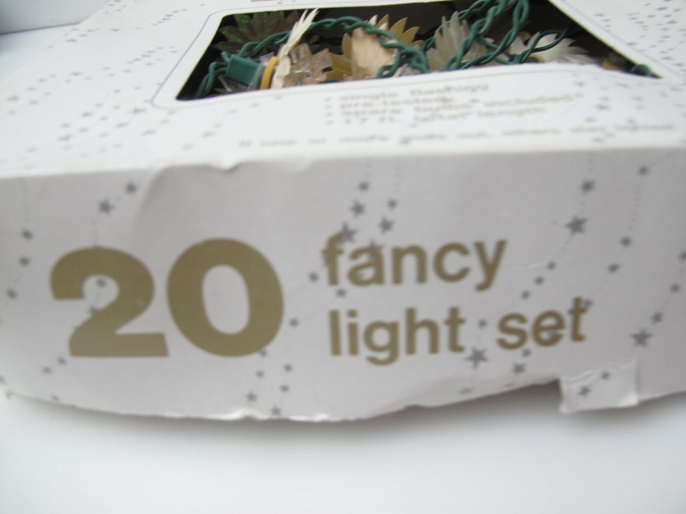 VINTAGE FANCY CHRISTMAS LIGHTS - STRING OF 20 FOIL PLASTIC FLOWER ...