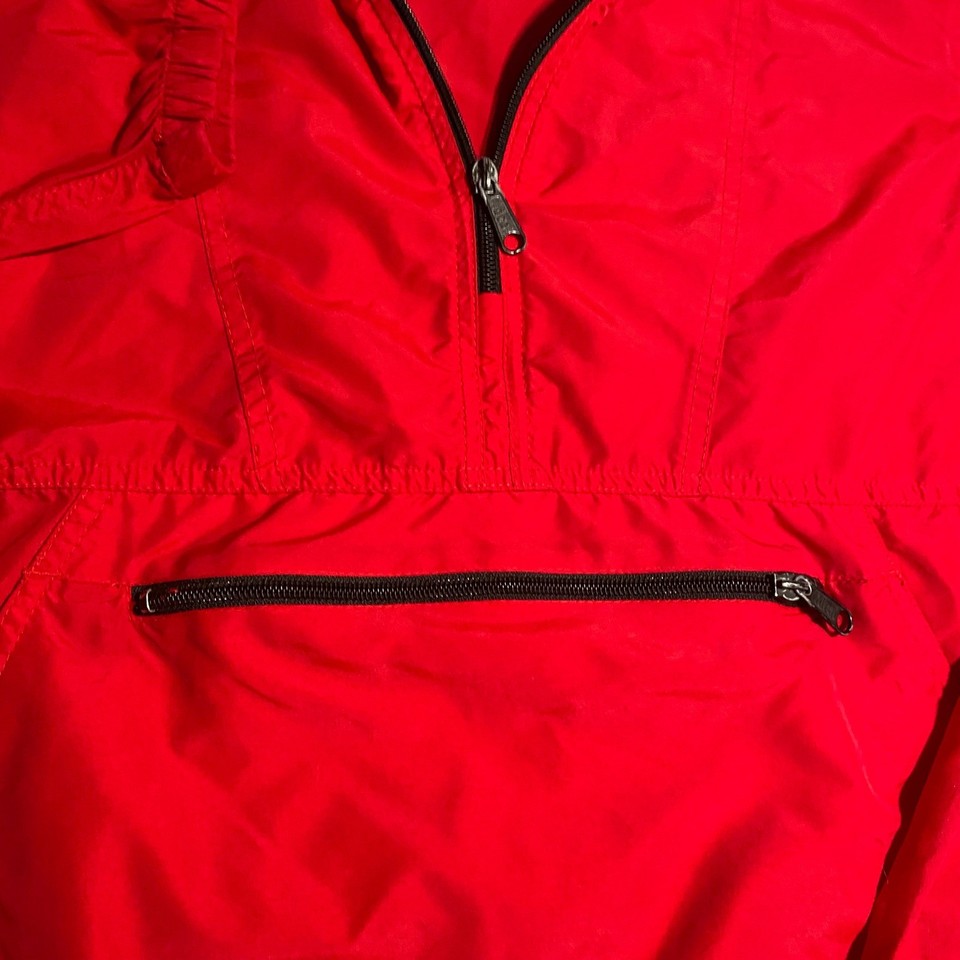 VTG LL Bean Red Pullover Anorak Windbreaker Jacket Hooded Mens USA 90's ...