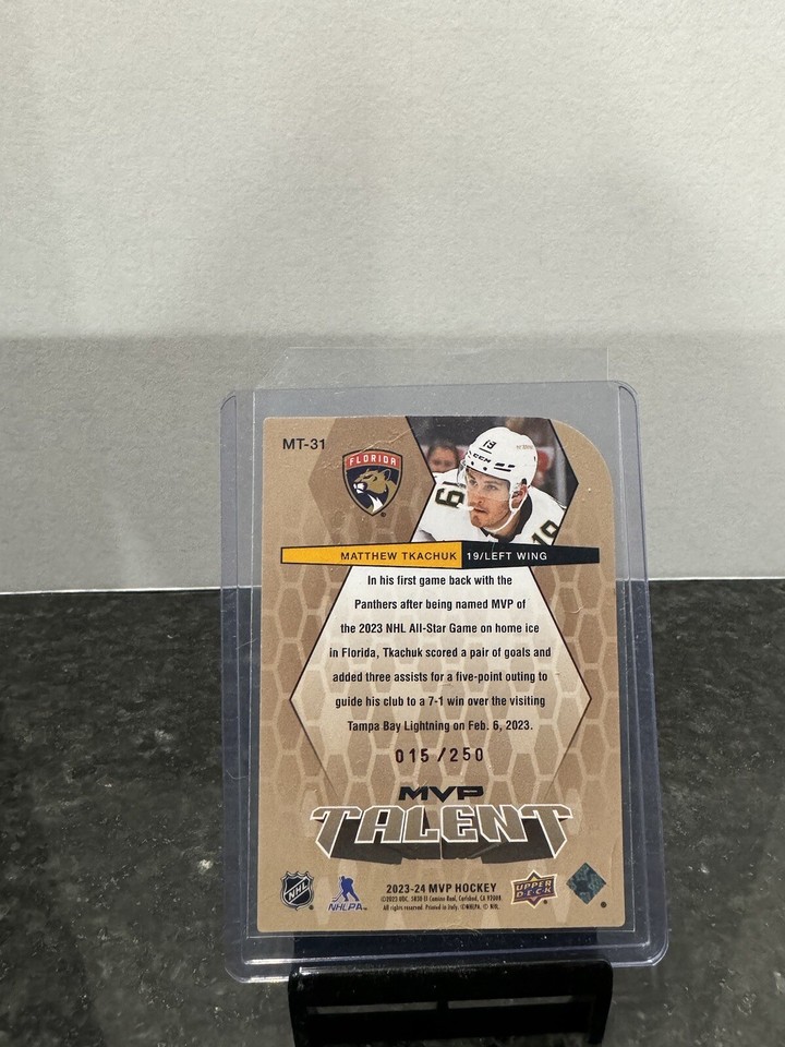 2023-24 Upper Deck MVP Colors and Contours Gold /250 Matthew Tkachuk # ...