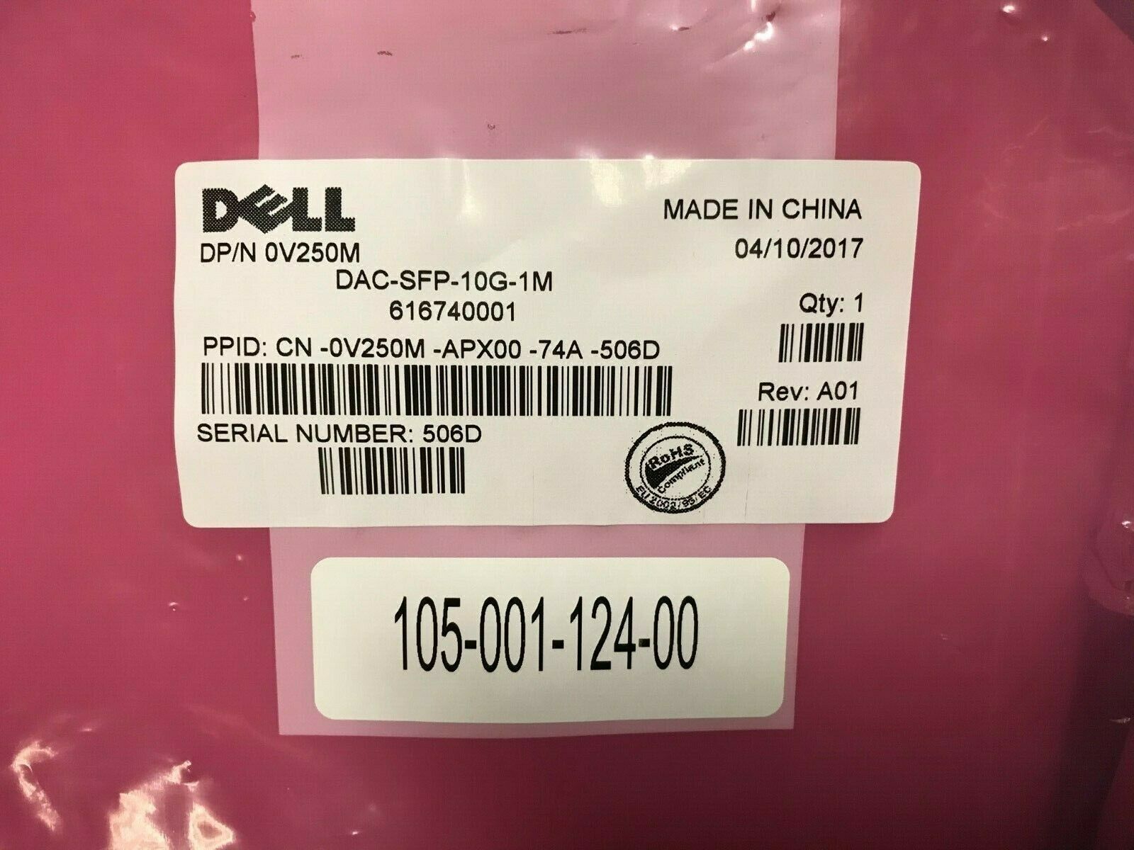 Dell+DAC+-+SFP-10G-1M+%28616740001%29+SFP+To+SFP+10GbE+Copper+Twinax ...