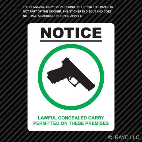 Notice Lawful Concealed Carry Permitted on The Premises Sticker ccw ...