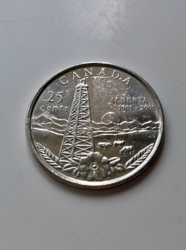 RARE 1905-2005 Quarter Canada Alberta 25 Cents Coin 100th Anniversary ...