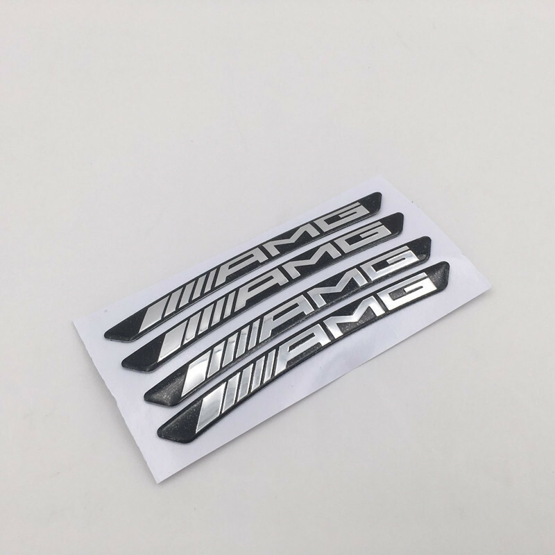 4Pcs Set 3D AMG Emblem Badge Sport Wheel Wheels Rim Sticker Decal Black ...