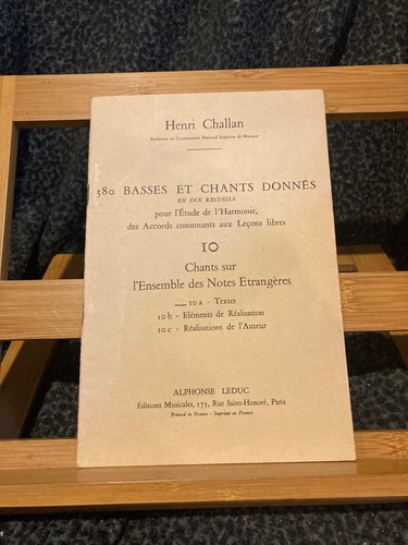 Henri Challan 380 basses et chants donnés volume 10 a textes ed. Leduc ...