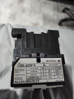 Allen-Bradley Contactor 100L-A20N*4 600V 30A 120V Coil 4P Used | eBay