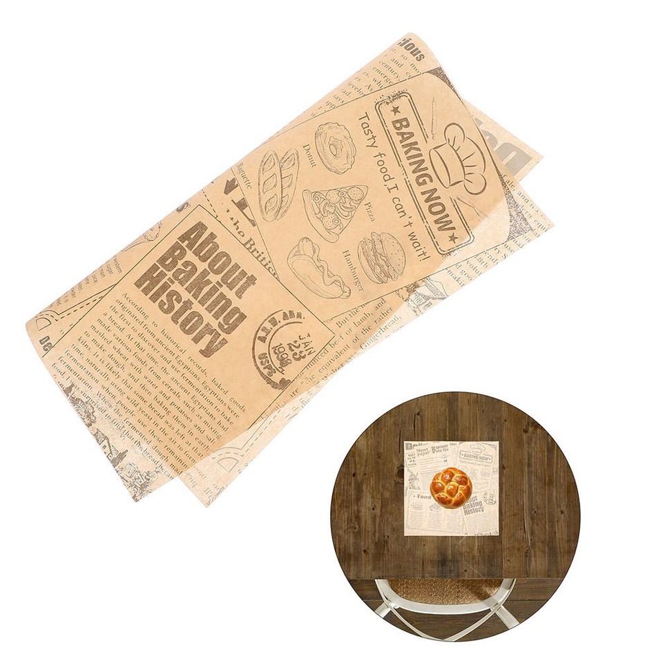 100 Sheets Food Basket Liners Coffee Wrapping Paper Decorative Wax ...