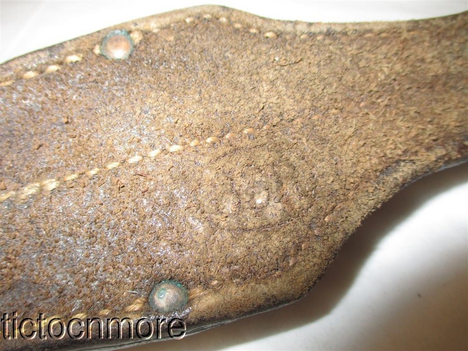 WWI WWII GERMAN MAKER MARKED MAUSER BAYONET SCABBARD FROG BLACK LEATHER ...