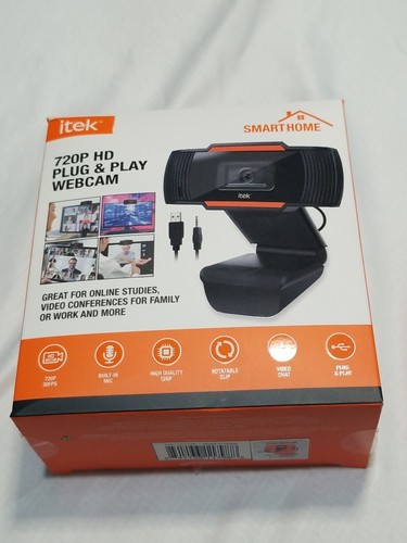 iTek Smart Home HD 720P Plug and Play Webcam w/ Built-in Microphone ...